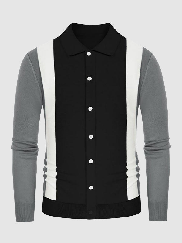 Men's vertical striped color-blocked business casual sweater – Troboy