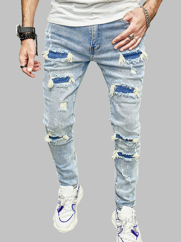 Men's ripped zipper access frayed jeans – Troboy